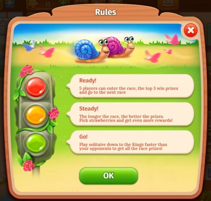 Snail Speedway Event - play Solitaire Social game and win more prizes