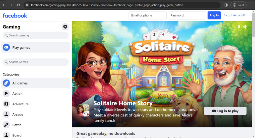 Facebook Solitaire Game Types. FB Solitaire Examples