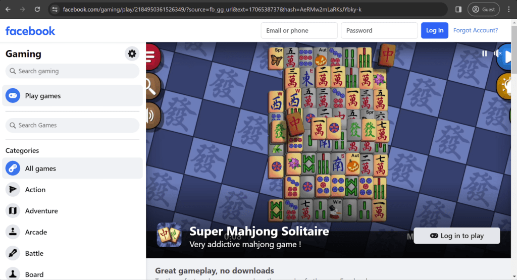 Facebook Solitaire Game Types. FB Solitaire Examples
